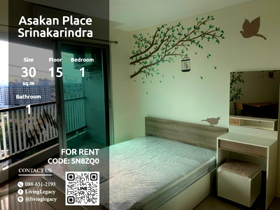 SN8ZQ0 ให้เช่าคอนโด Asakan Place Srinakarindra 30 ตร.ม. ชั้น 15 line id ...